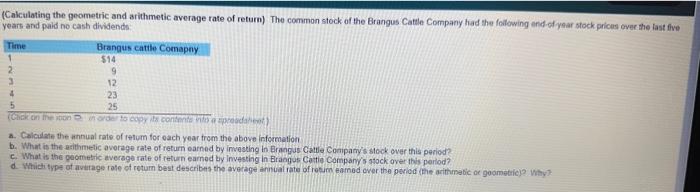 Solved (Calculating the geometric and arithmetic average | Chegg.com