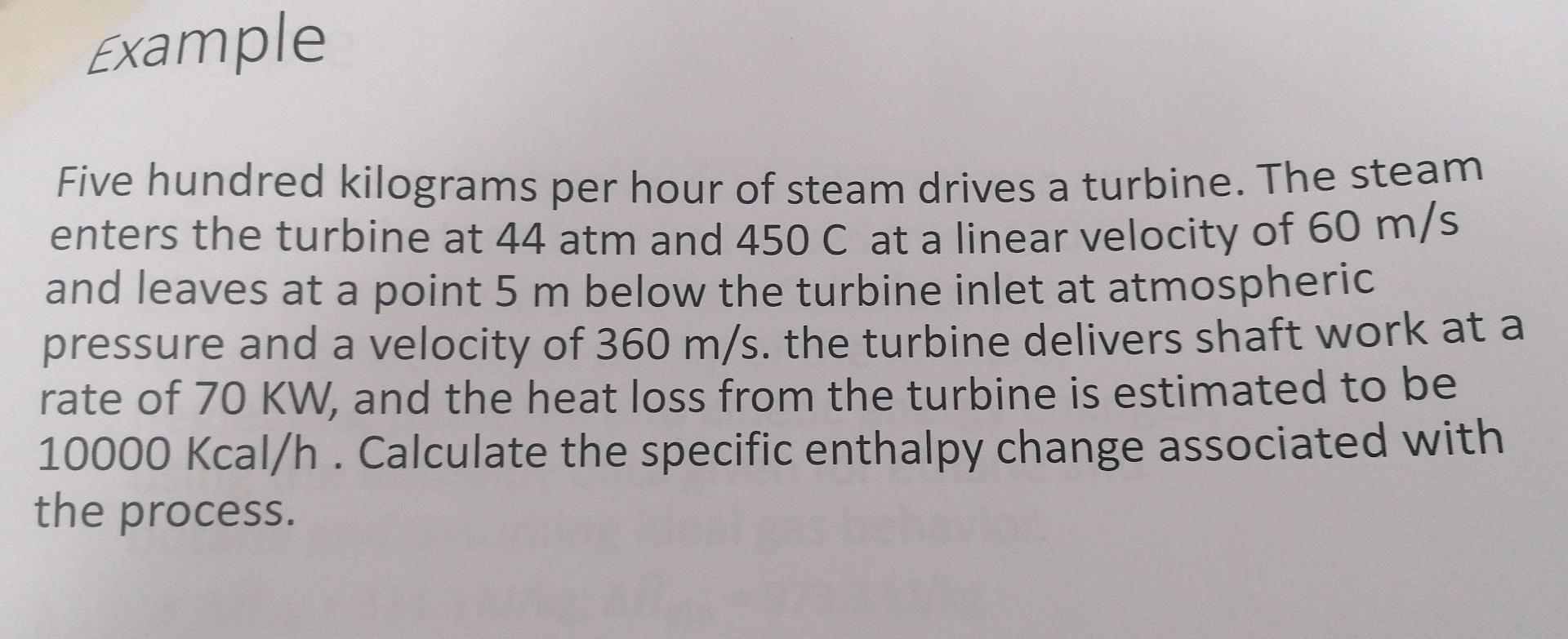 Solved Example Five hundred kilograms per hour of steam | Chegg.com