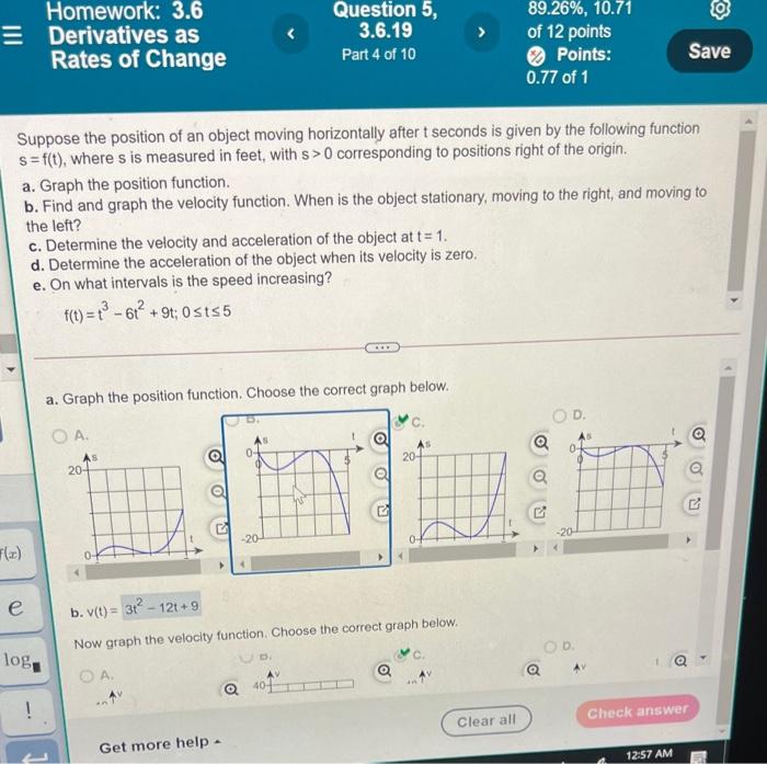 Solved Suppose the position of an object moving horizontally | Chegg.com