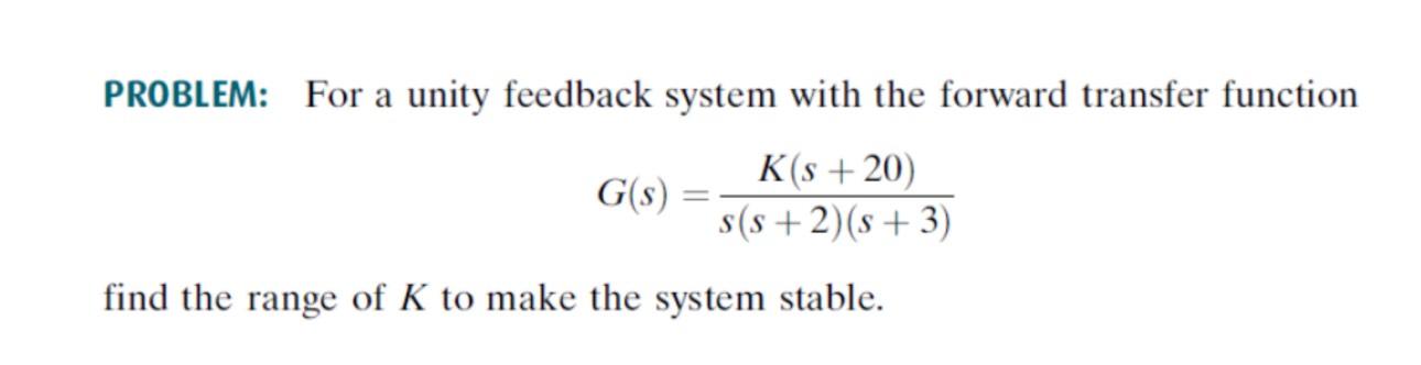 Solved PROBLEM: For a unity feedback system with the forward | Chegg.com