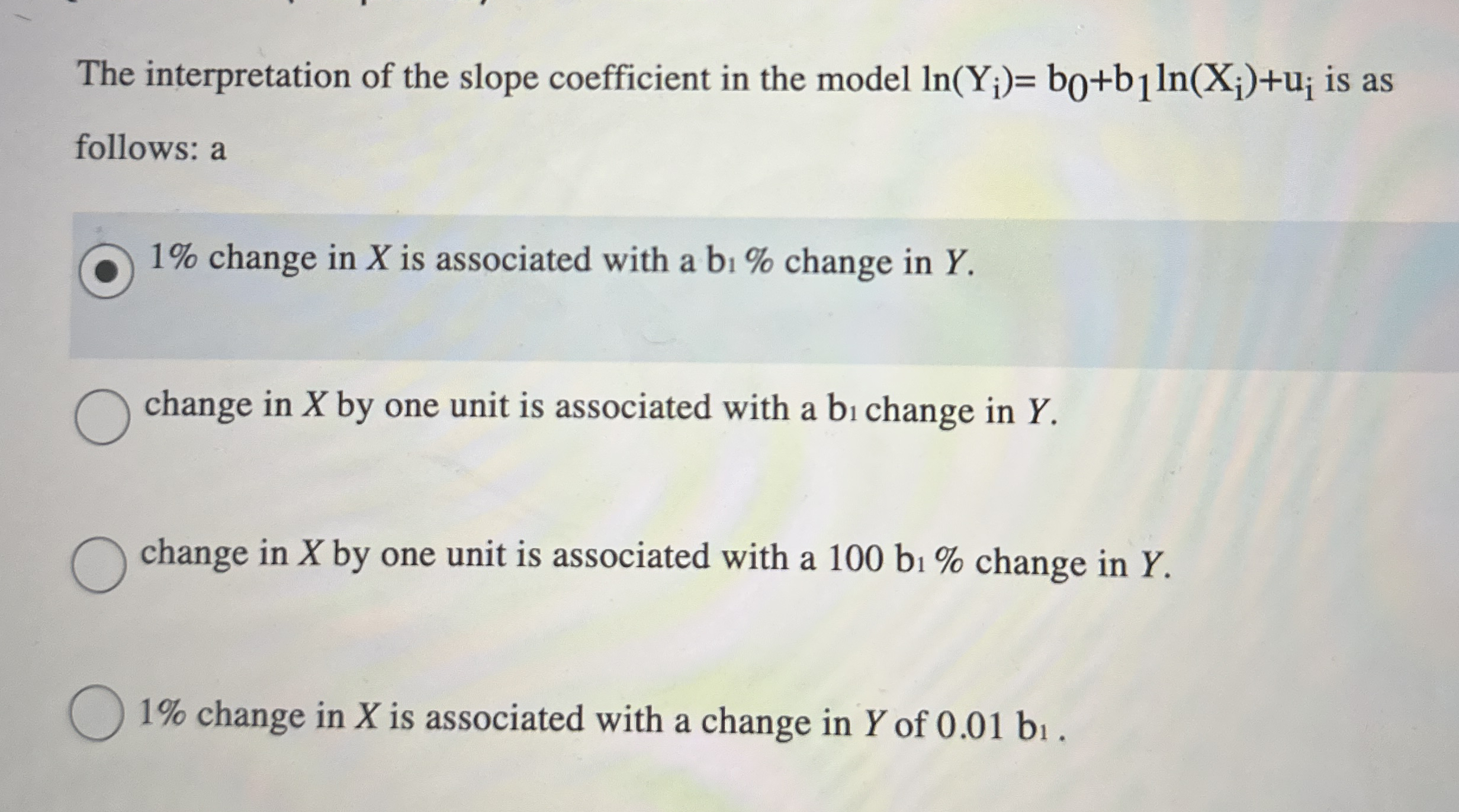 Solved The interpretation of the slope coefficient in the | Chegg.com