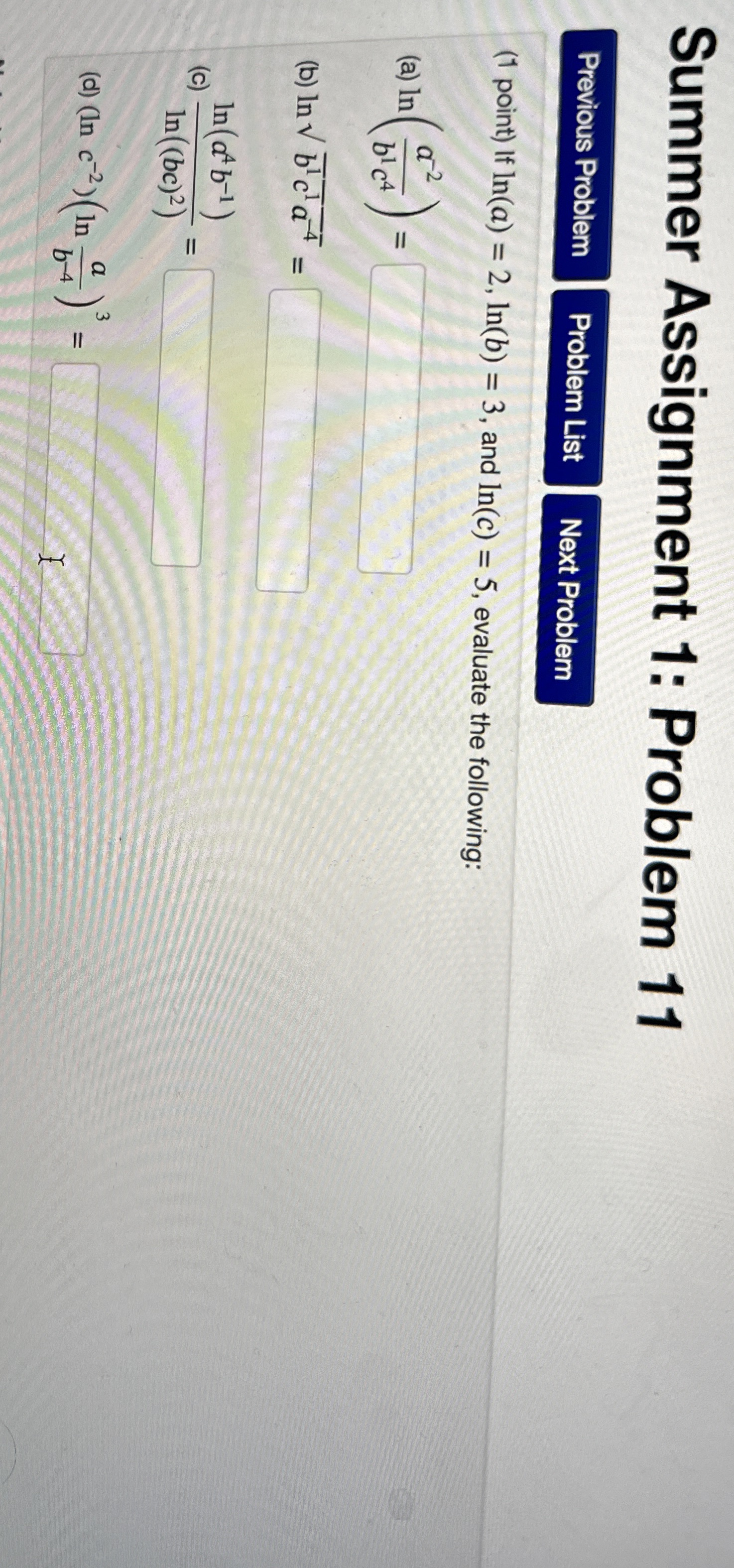 Solved Summer Assignment 1: Problem 11(1 ﻿point) ﻿If | Chegg.com