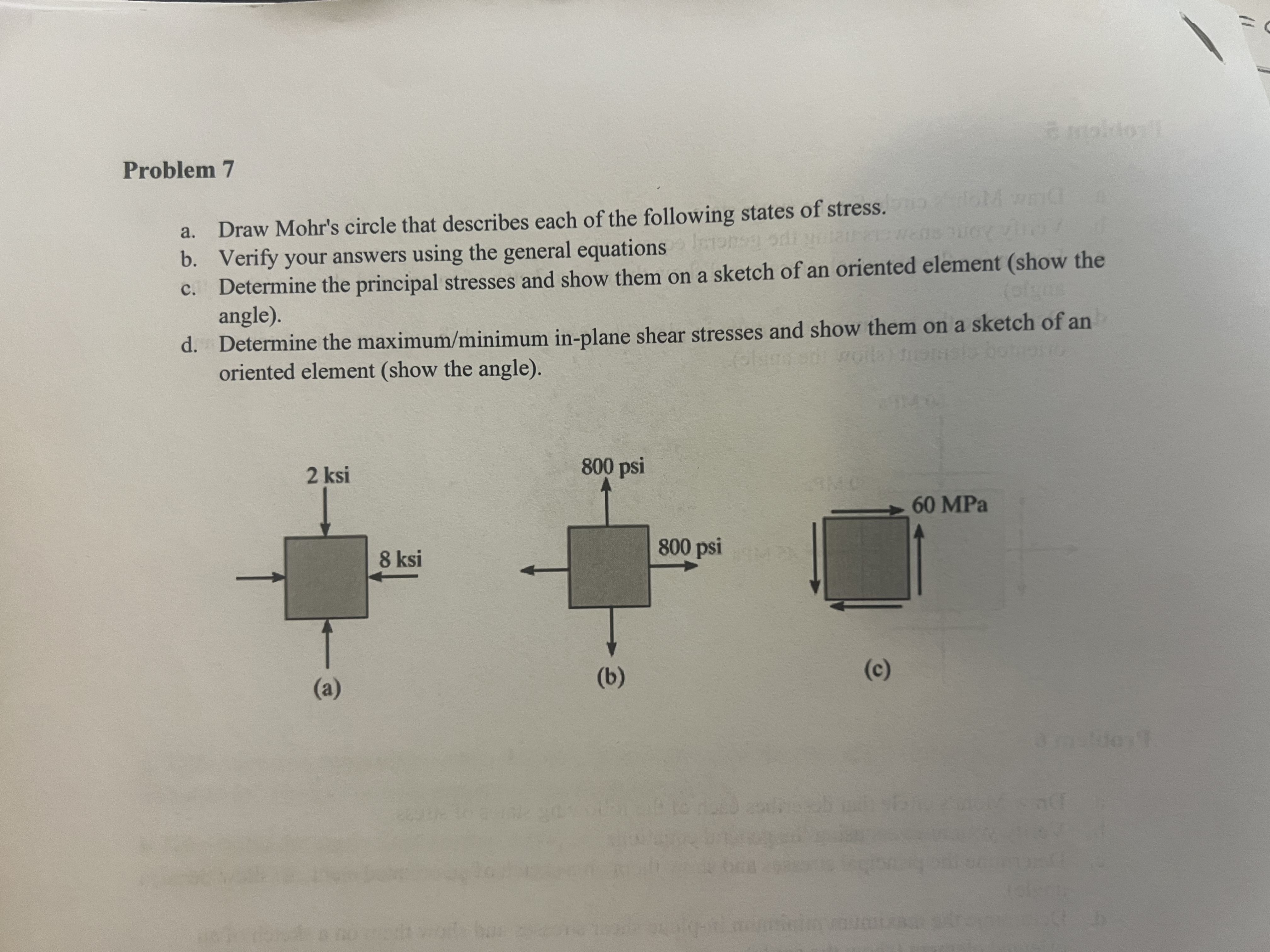 Solved Problem 7 ﻿a. ﻿Draw Mohr's circle that describes each | Chegg.com