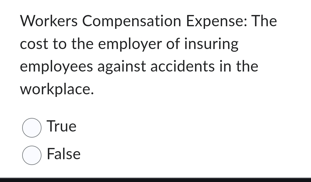 Solved Workers Compensation Expense: Thecost to the employer | Chegg.com