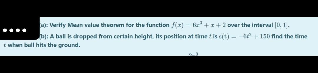 Solved (a): Verify Mean value theorem for the function f(x) | Chegg.com