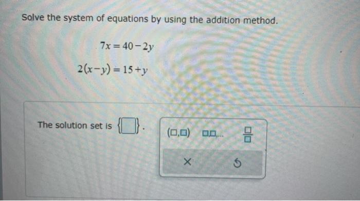 Solved Solve the system of equations by using the addition | Chegg.com