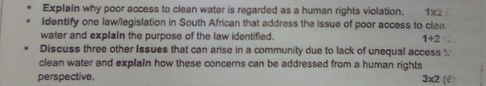 Explain why poor access to clean water is regarded as | Chegg.com
