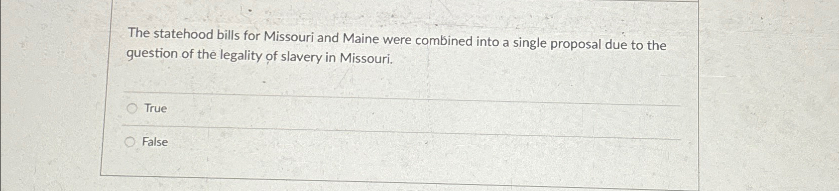 Solved The statehood bills for Missouri and Maine were | Chegg.com