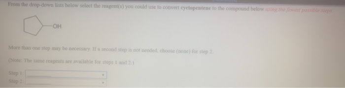 Solved From the drop-down lists below select the reagent(s) | Chegg.com
