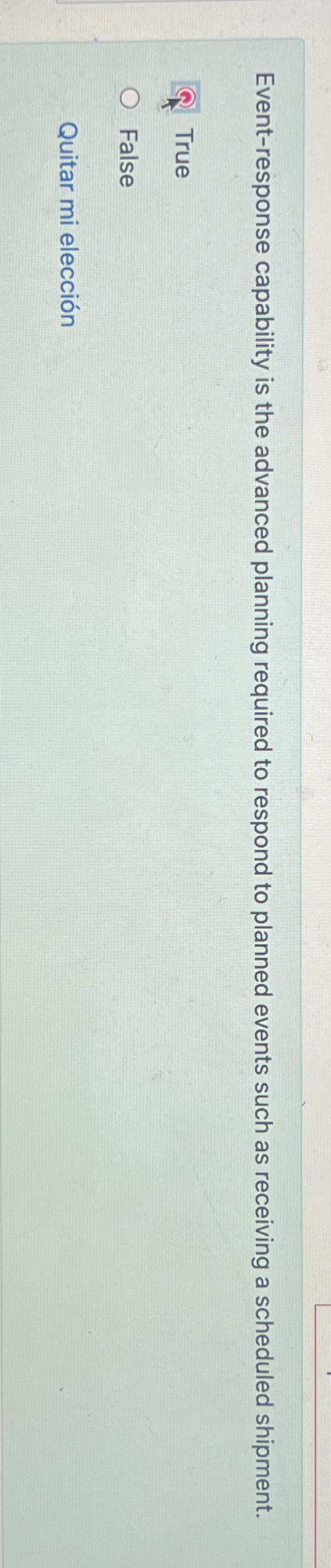 Solved Event-response capability is the advanced planning | Chegg.com