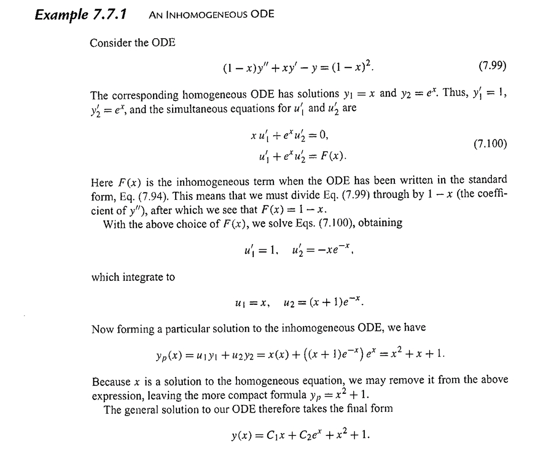 Solved Example 7.7.1 ﻿AN INHOMOGENEOUS ODEConsider the | Chegg.com