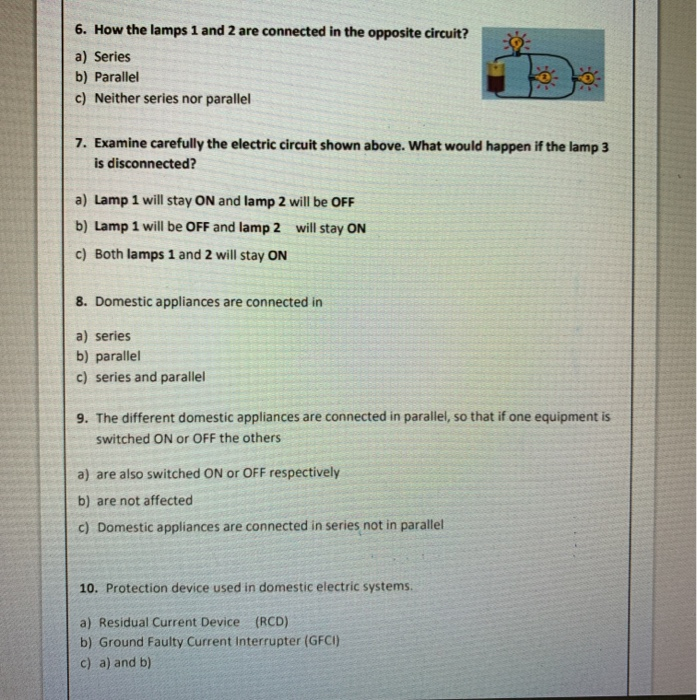 Solved 6. How the lamps 1 and 2 are connected in the | Chegg.com