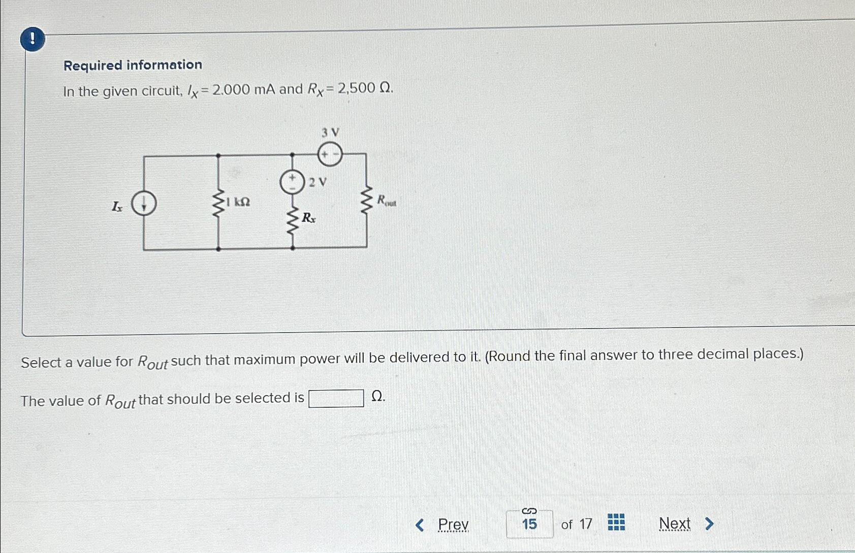 Solved !Required informationIn the given circuit, Ix=2.000mA | Chegg.com