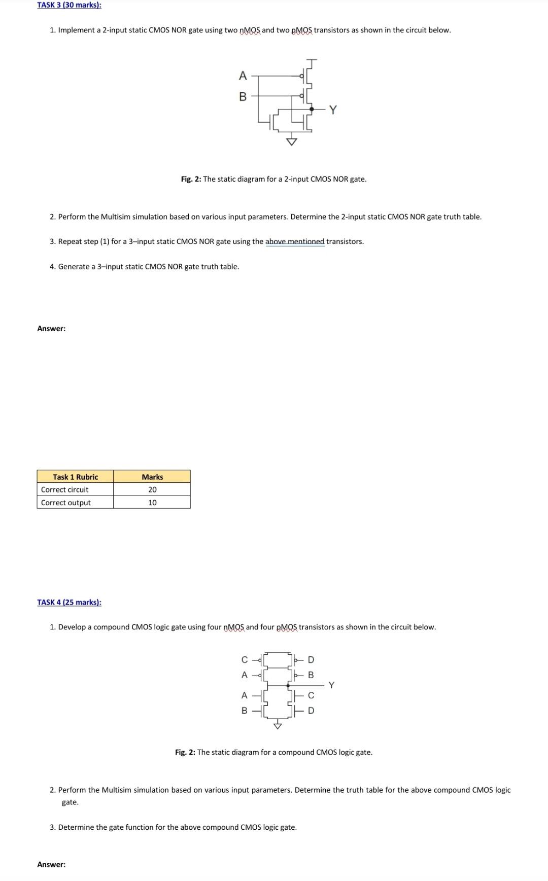Solved 1. Implement a CMOS inverter using the Multisim. A | Chegg.com