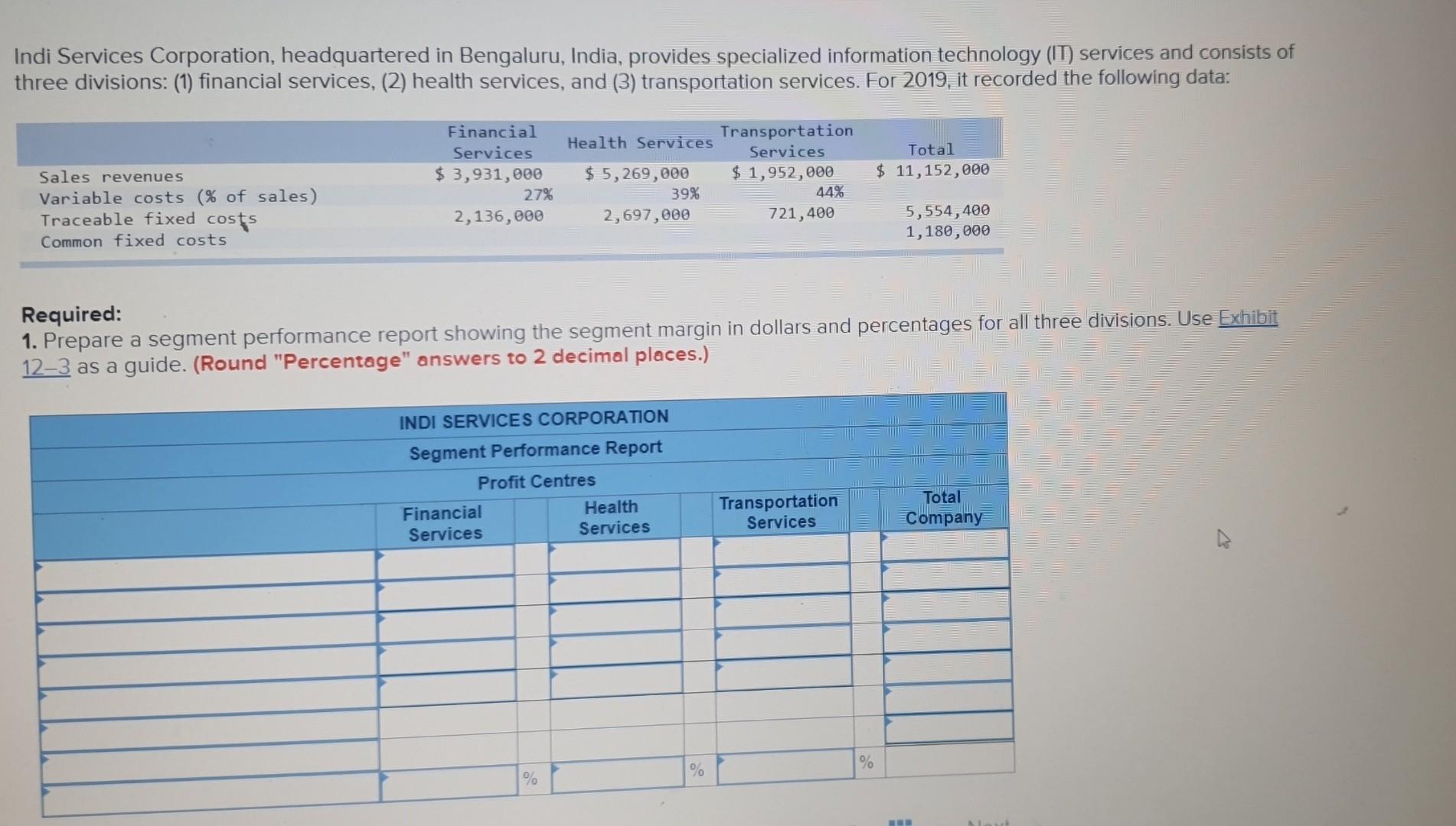 Solved Indi Services Corporation, headquartered in | Chegg.com