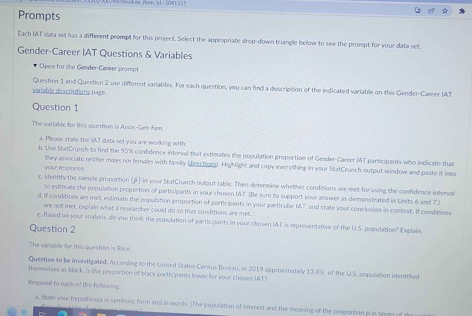 Solved The variable for this question is Race. Question to | Chegg.com