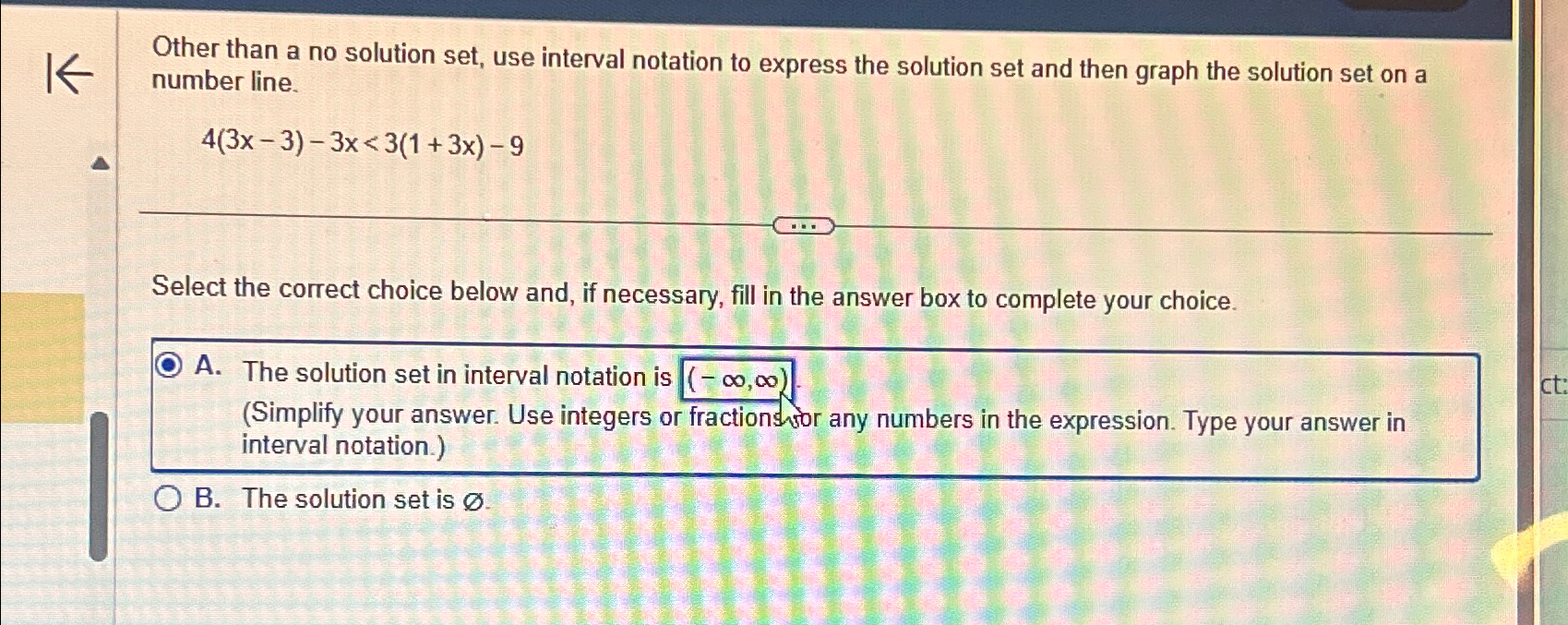 Solved Other than a no solution set, use interval notation | Chegg.com
