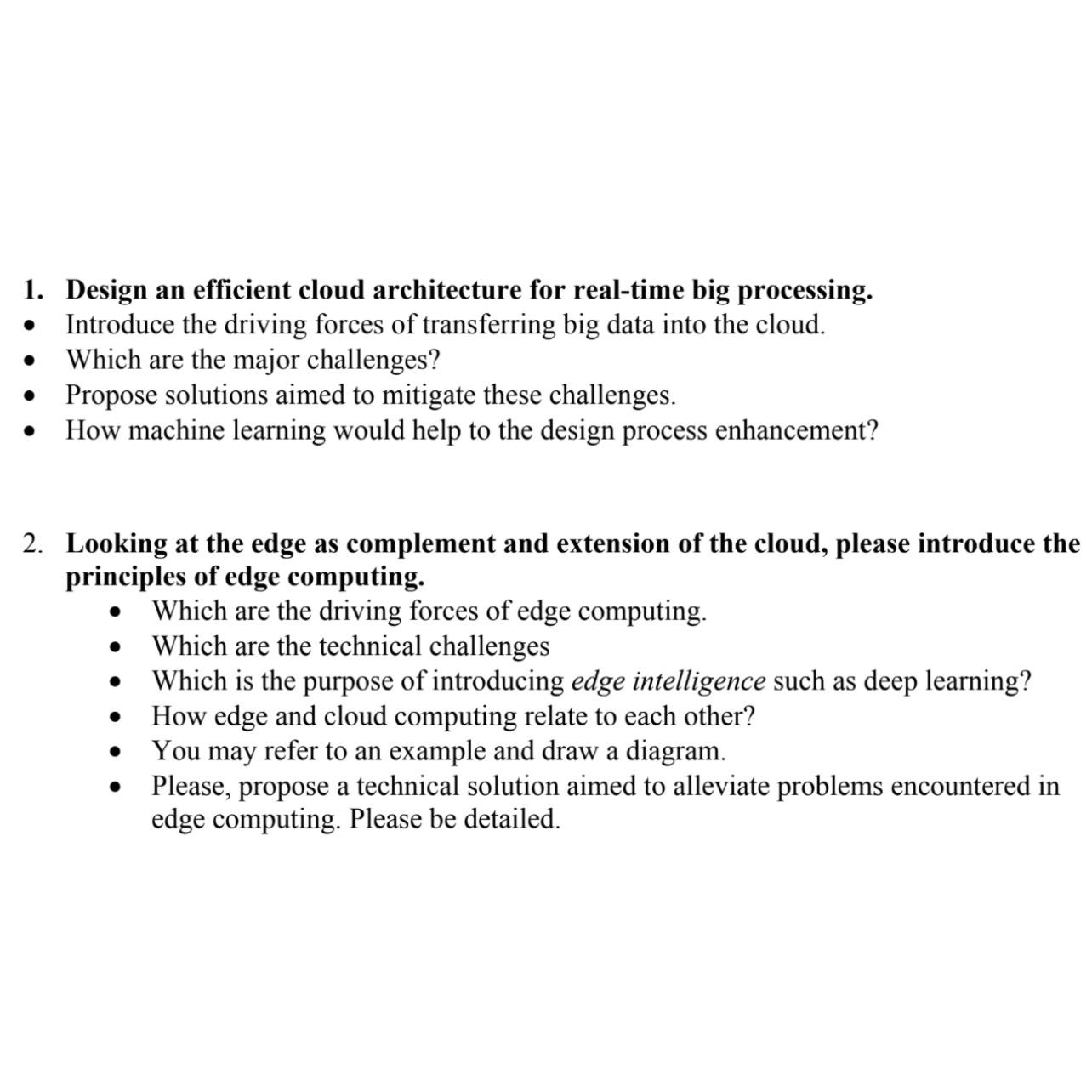 Solved Design an efficient cloud architecture for real-time | Chegg.com