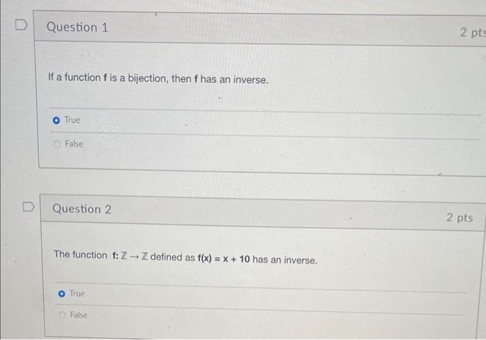Solved If A Function F Is A Bijection Then F Has An