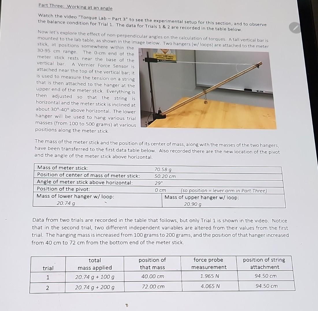 Part Three: Working at an angle Watch the video | Chegg.com