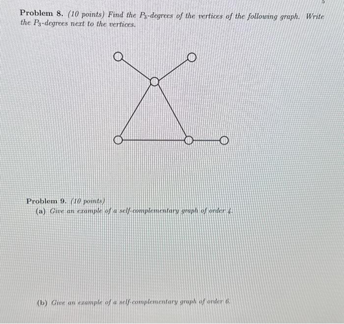 Solved Problem 8. (10 points) Find the P3-degrees of the | Chegg.com