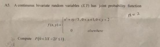 Solved AS. A continuous bivariate random variables (X.) has | Chegg.com
