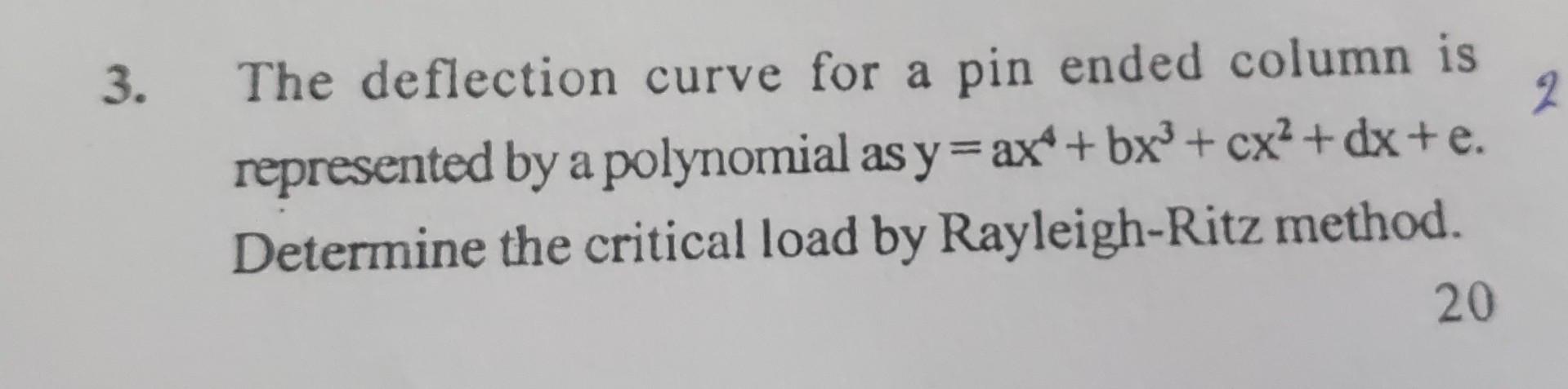 Solved 3. The deflection curve for a pin ended column is | Chegg.com