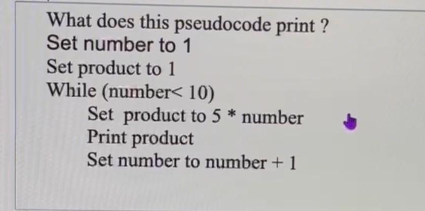 Solved What does this pseudocode print ? Set number to 1 Set | Chegg.com