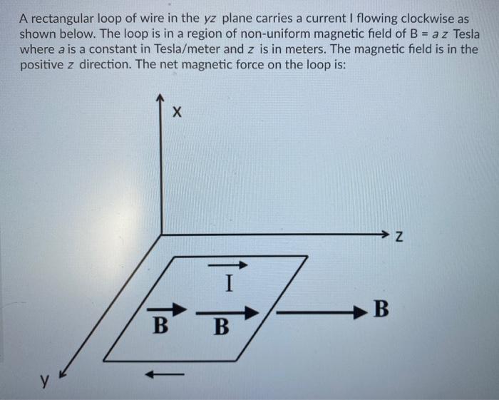 Solved A rectangular loop of wire in the yz plane carries a | Chegg.com