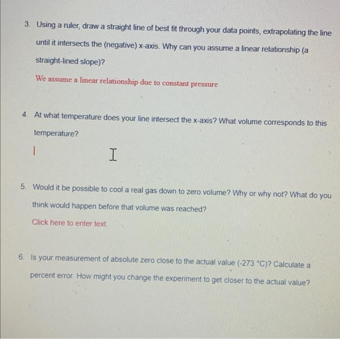 EXPERIMENT 1: CHARLES' LAW Data Table Table 3: | Chegg.com