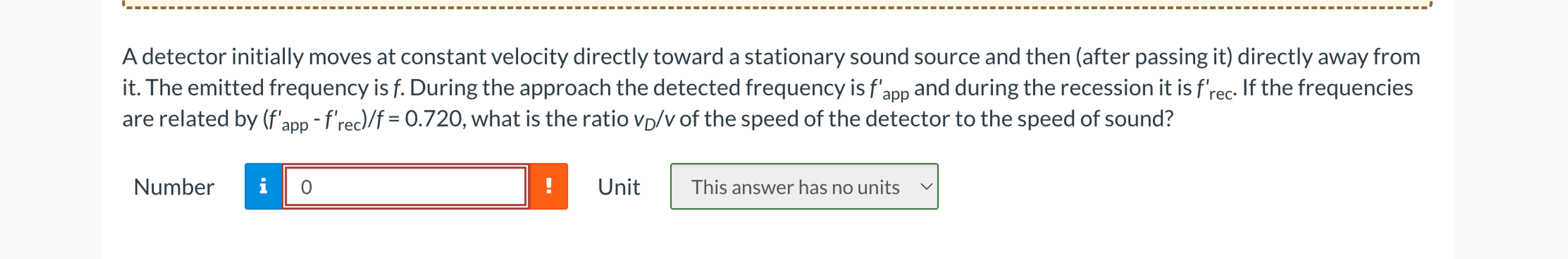Solved A detector initially moves at constant velocity | Chegg.com