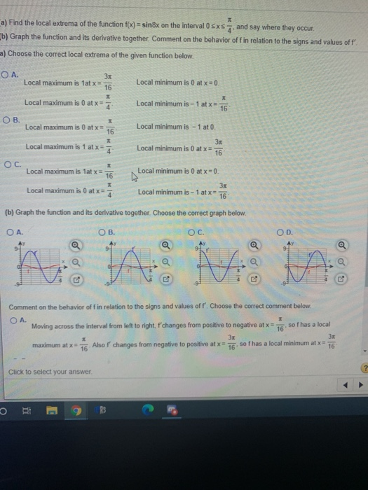 Solved a) Find the local extrema of the function f(x) = | Chegg.com