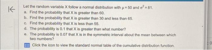 Solved Let the random variable X follow a normal | Chegg.com