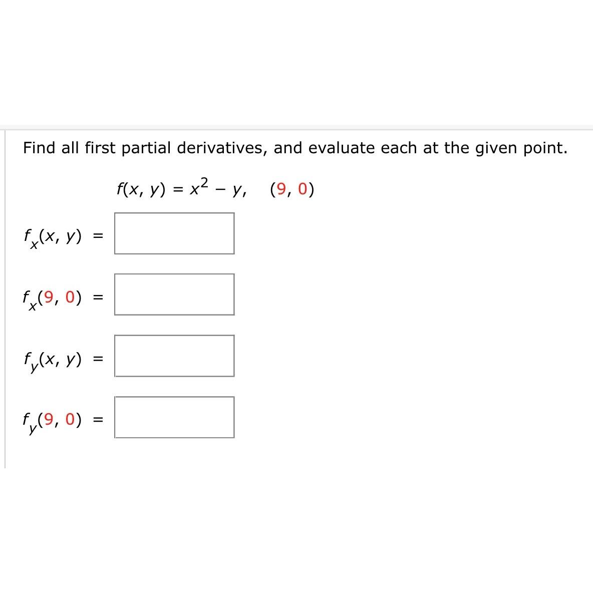 Solved Find all first partial derivatives, and evaluate each | Chegg.com