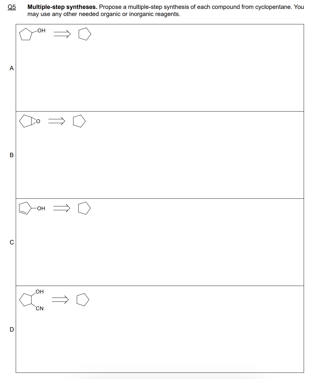 Solved Q5 ﻿Multiple-step syntheses. Propose a multiple-step | Chegg.com