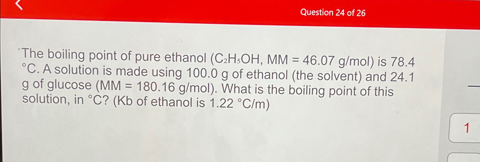 Solved Question 24 ﻿of 26The boiling point of pure ethanol | Chegg.com