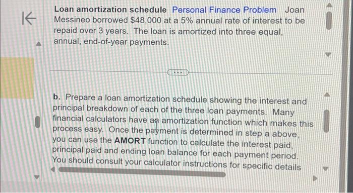 Solved Loan amortization schedule Personal Finance Problem | Chegg.com