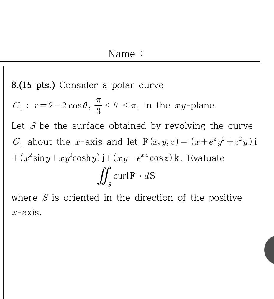 Solved Name :8.(15 ﻿pts.) ﻿Consider a polar | Chegg.com