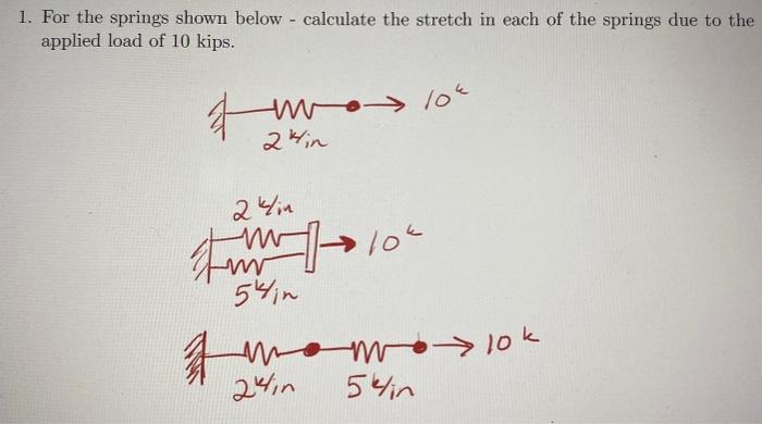 Solved 1. For the springs shown below - calculate the | Chegg.com