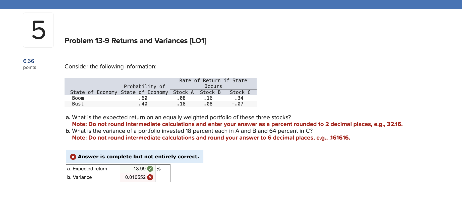 Solved NEED HELP FINDING THE VARIANCEProblem 13-9 ﻿Returns | Chegg.com
