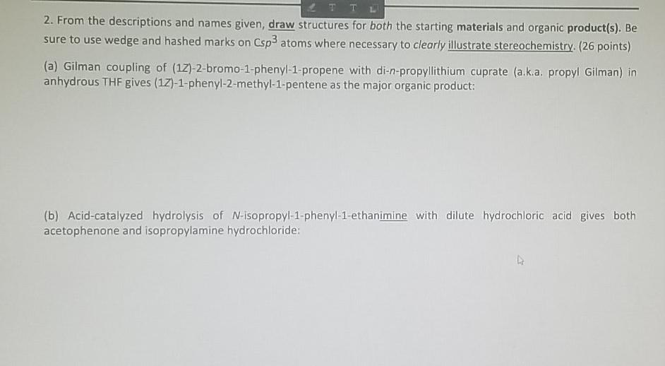 Solved 2 т т 2. From the descriptions and names given, draw | Chegg.com