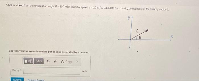 Solved A bail is kicked from the origin at an angle θ=30∘ | Chegg.com