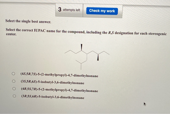 Solved 3 attempts left Check my work Select the single best | Chegg.com