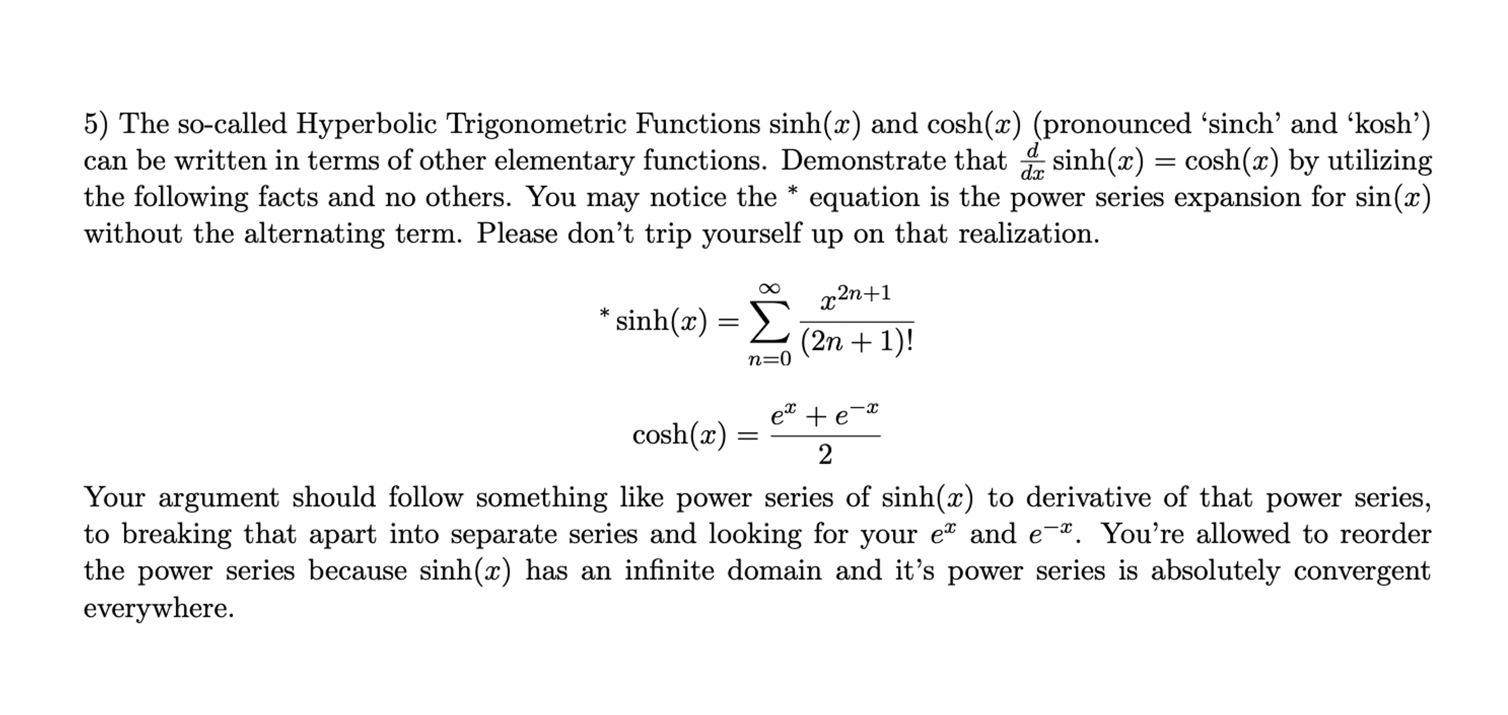 Solved The so-called Hyperbolic Trigonometric Functions | Chegg.com