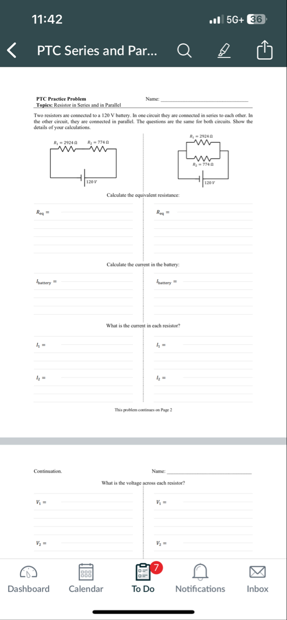 11:425G 36PTC Series and Par...PTC Practice | Chegg.com