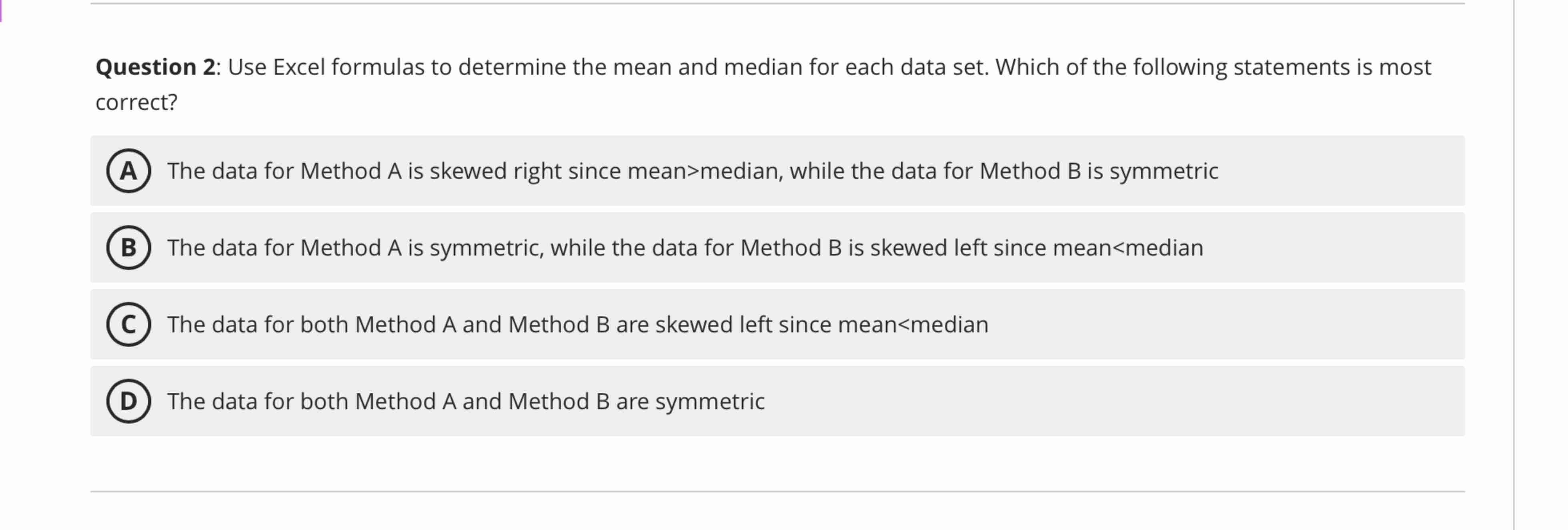 Solved Question: Use Excel formulas to determine the mean | Chegg.com