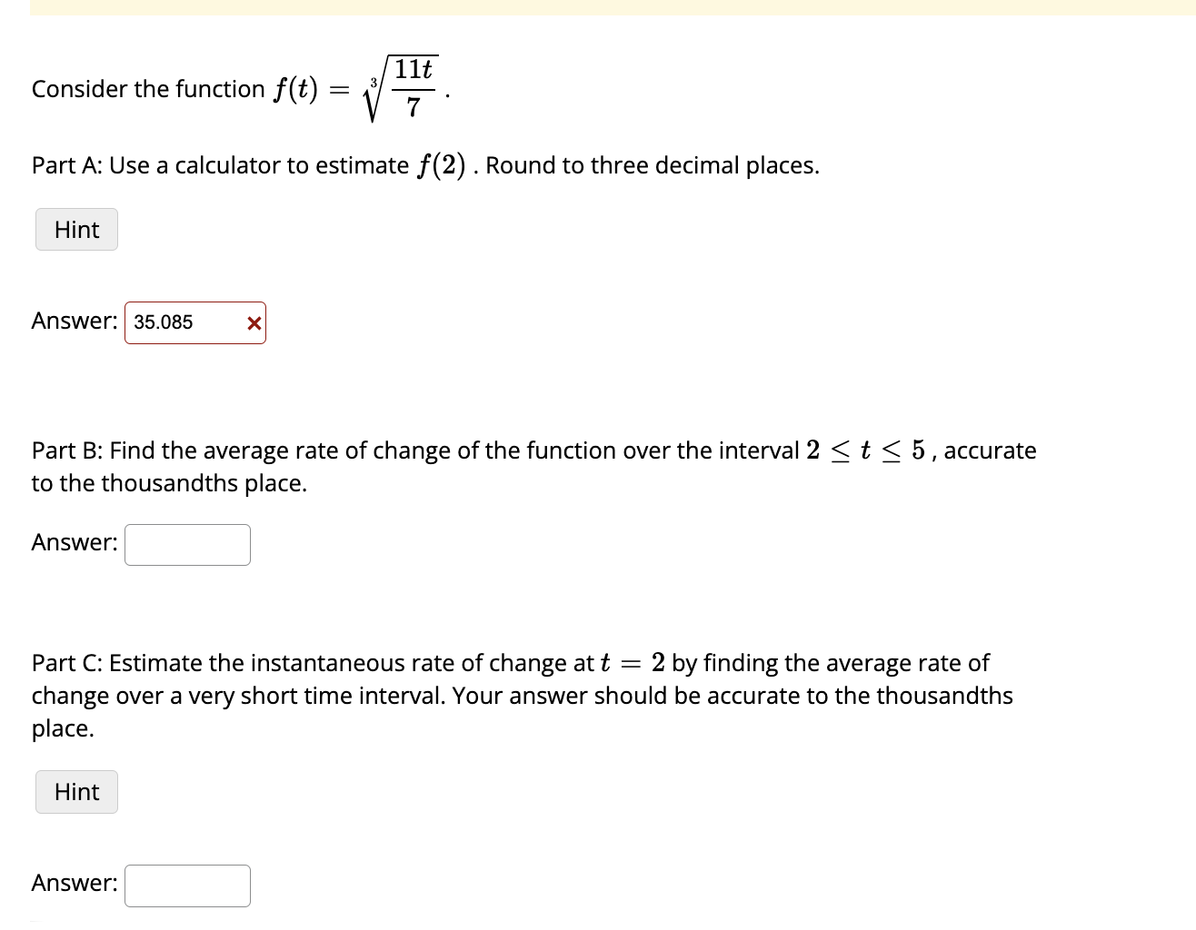 Solved Consider the function f(t)=11t73.Part A: Use a | Chegg.com