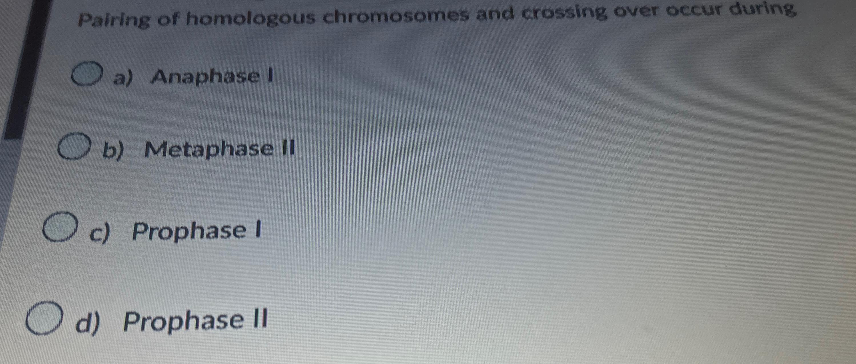 Solved Pairing of homologous chromosomes and crossing over | Chegg.com
