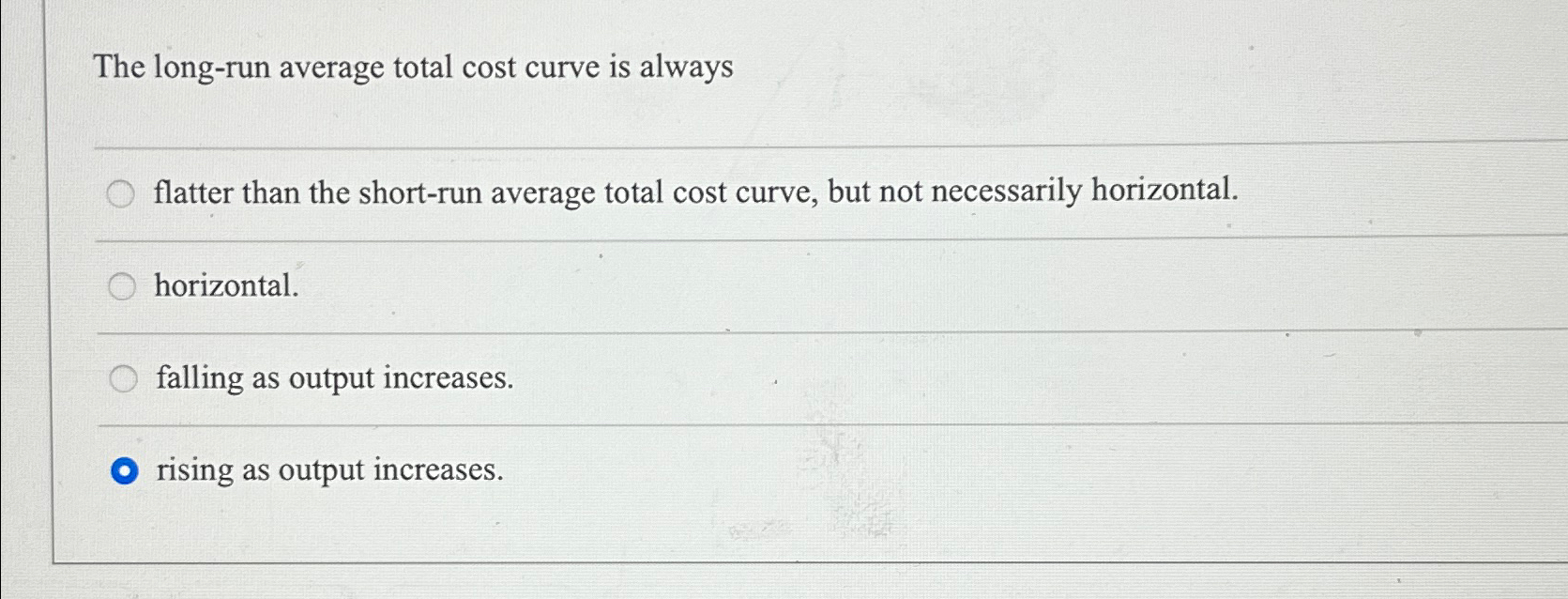 Solved The long-run average total cost curve is | Chegg.com