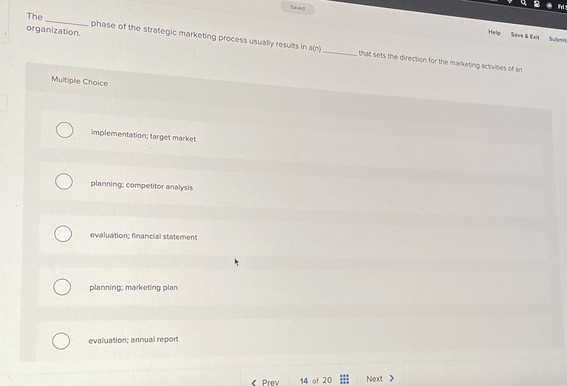 Solved Theq, ﻿organization. Phase of the strategic marketing | Chegg.com